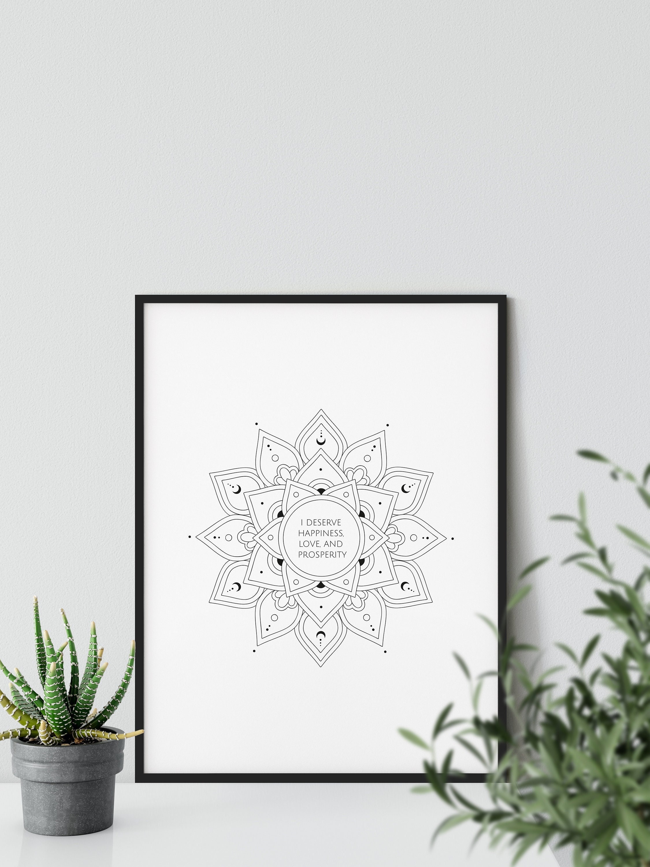 Mandala Poster, Positive Affirmations Poster, Mandala Wall Art, Yoga ...