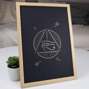 Eye of Horus Art, Gold Poster, Horus Eye Poster, Egypt Art, Pyramid ...
