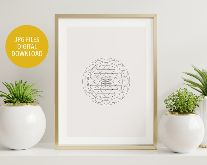 Printable Sri Yantra Wall Art Beige, Sri Yantra Poster, Sacred Geometry ...
