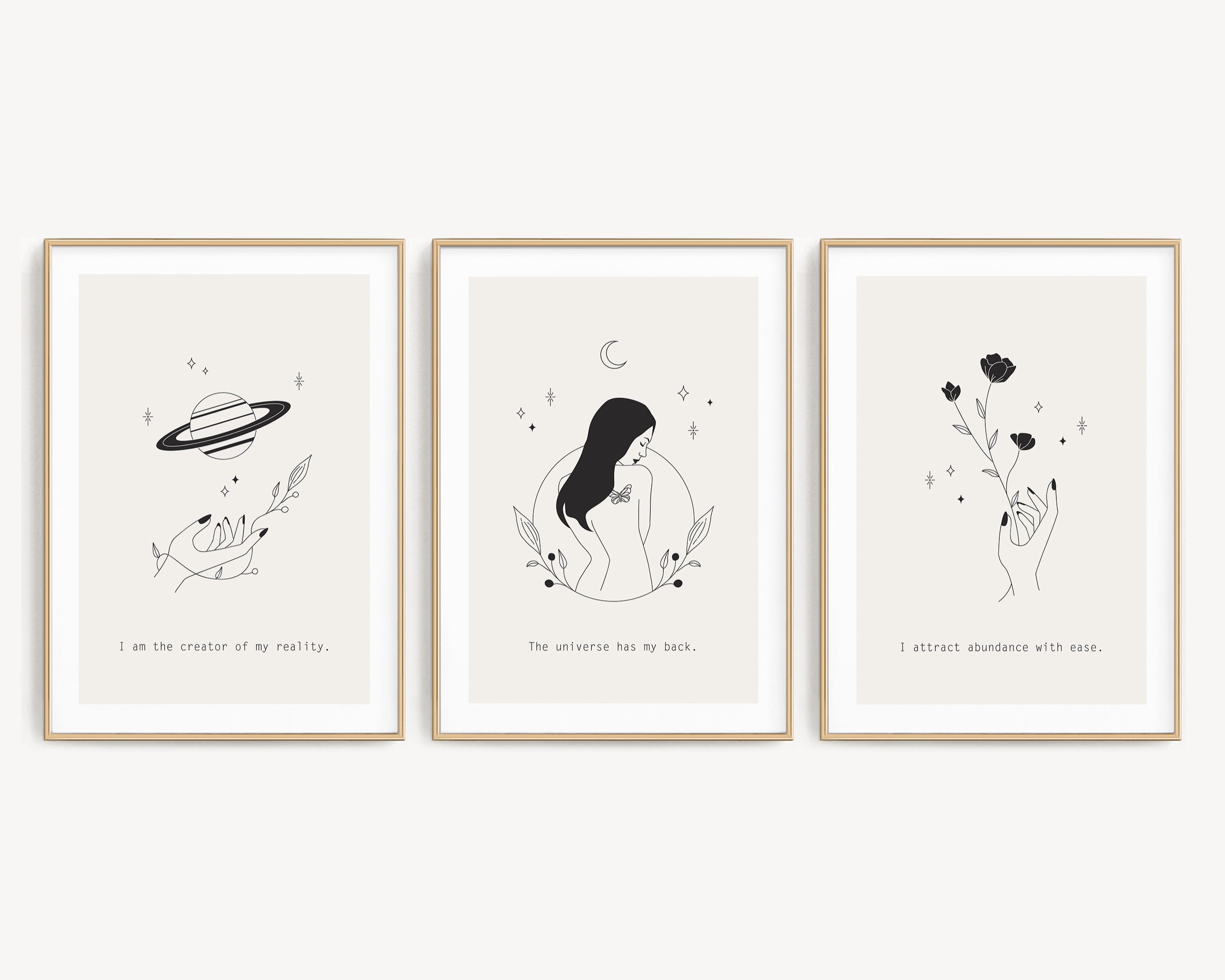 Affirmation Wall Art, Boho Poster Set, Affirmation Poster, Spiritual ...