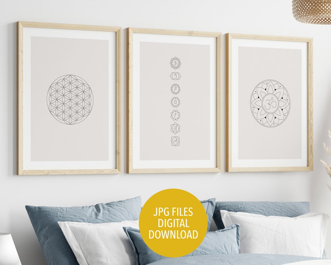 Printable Yoga Poster Set, Poster Set of 3, Yoga Wall Art, Yoga Poster ...