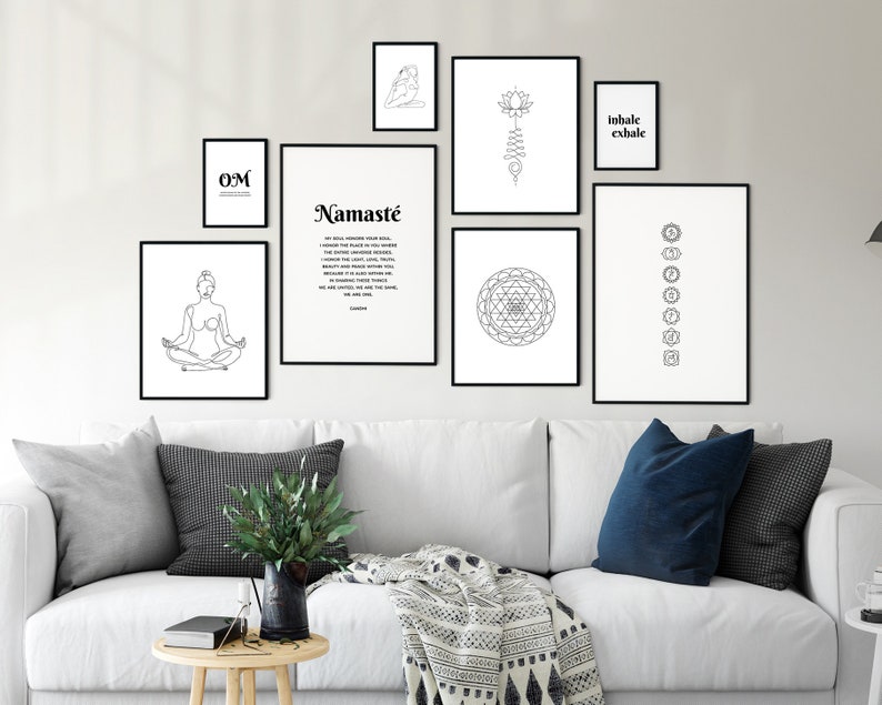 Printable Yoga Poster Set of 8, Yoga Line Art, Yoga Asanas, Chakra ...