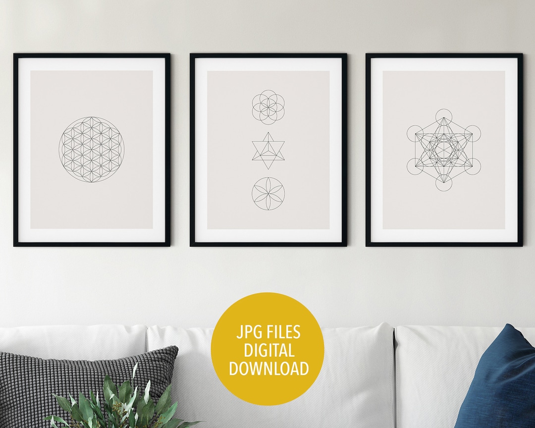 Printable Sacred Geometry Poster Set of 3, Flower of Life Poster ...