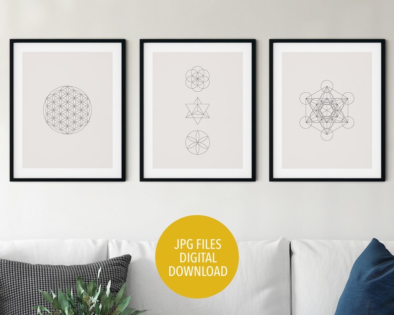 Printable Sacred Geometry Poster Set of 3 Flower of Life - Etsy