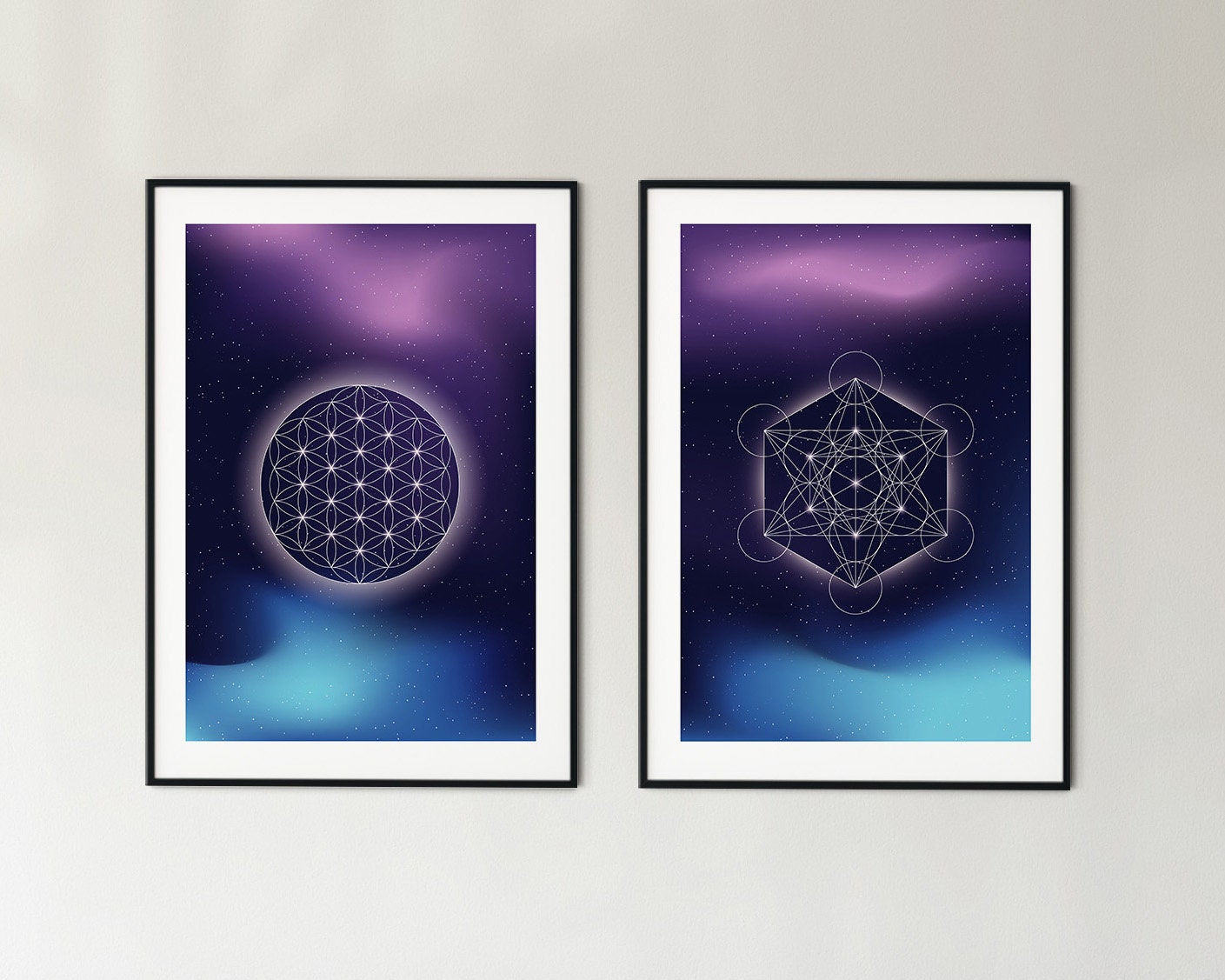 Sacred Geometry Poster Set of 2, Sacred Geometry Wall Art, Flower of ...
