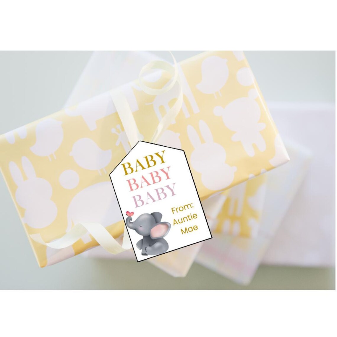 Editable Baby Shower Gift Tag, Elephant Baby Shower, Elephant Gift Tag ...