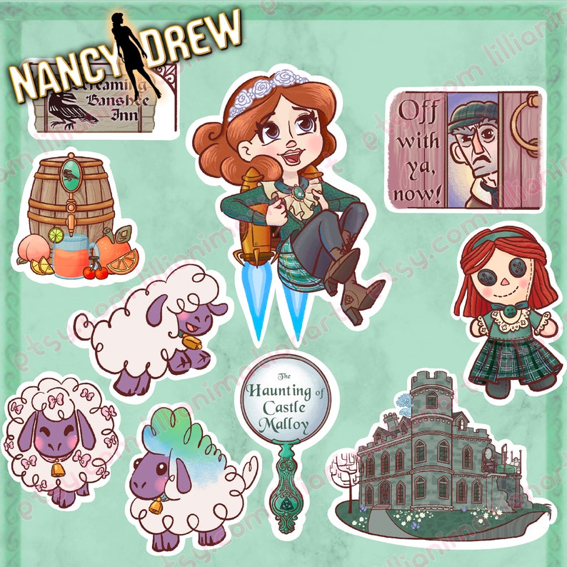 Nancy Drew- Haunting of Castle Malloy- Sticker Sheet - Stylized Laptop ...