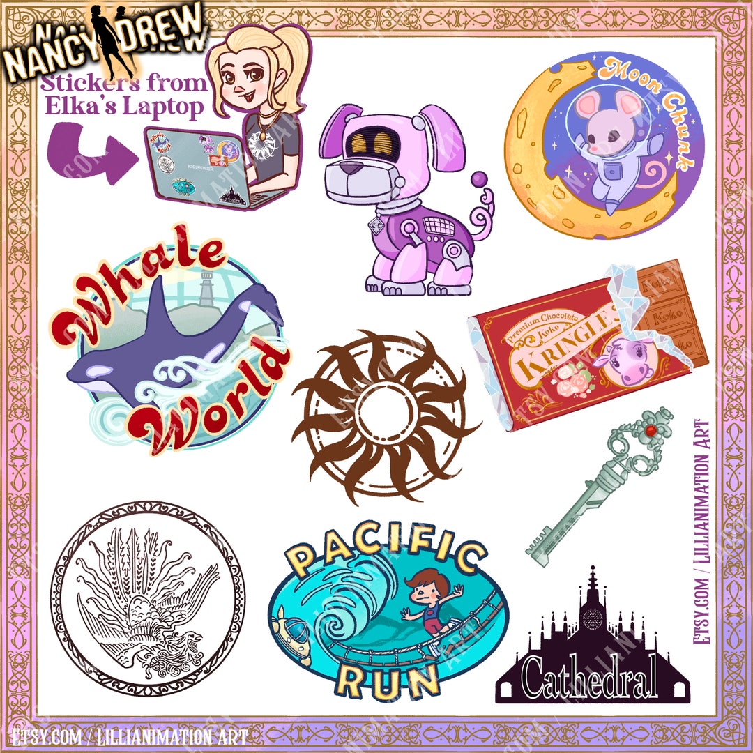 Nancy Drew 7 Keys Elka's Laptop Stickers Sticker Sheet Laptop Gaming ...