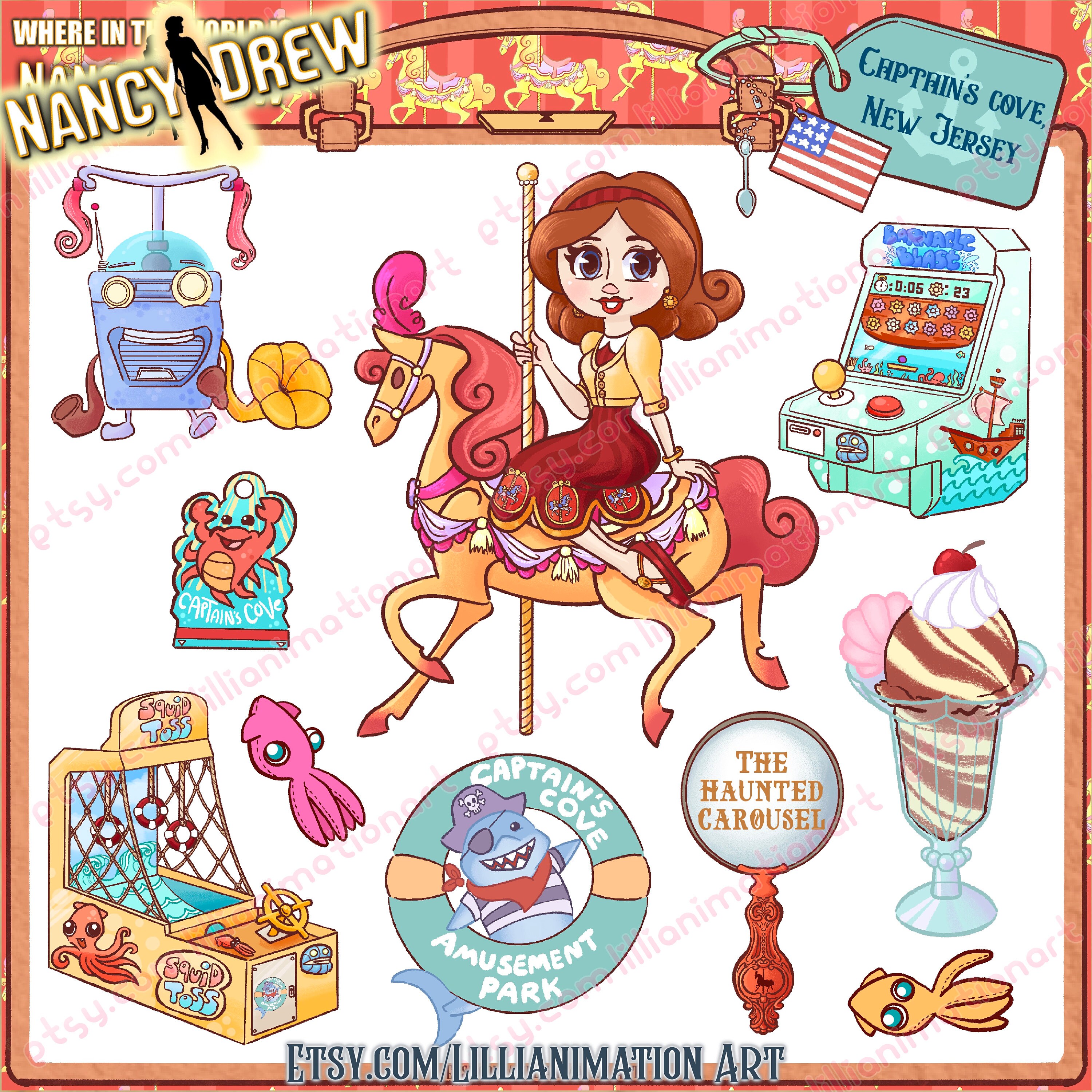 Nancy Drew- the Haunted Carousel - Sticker Sheet - Stylized Laptop ...
