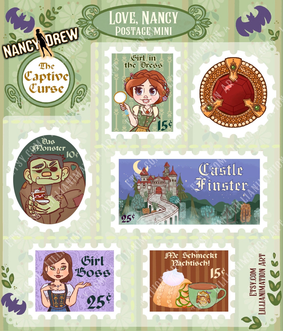 Nancy Drew STAMPS- Captive Curse- Sticker Set - Stylized Laptop Gaming ...