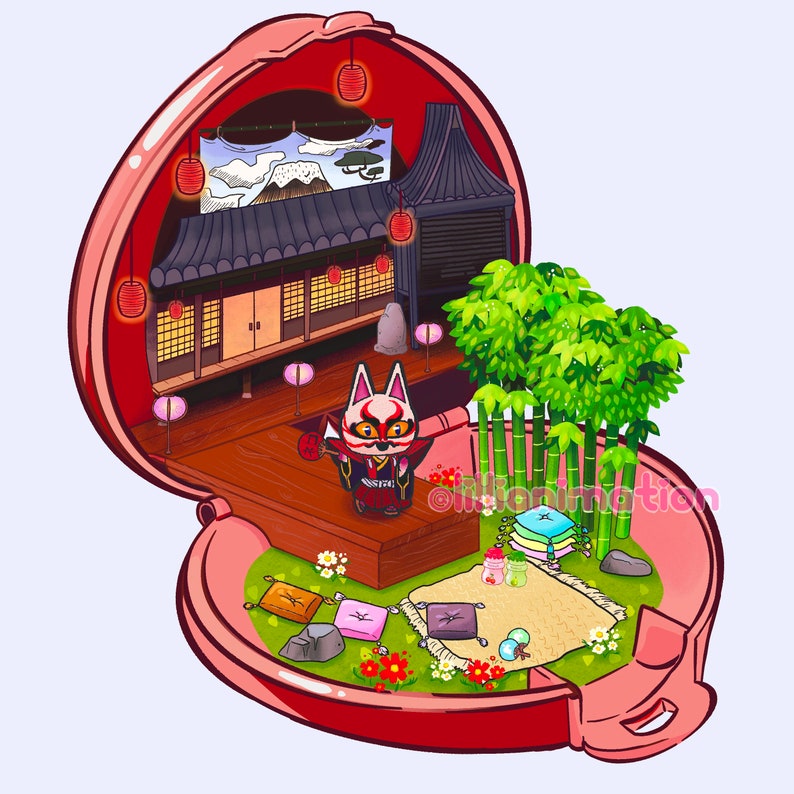 Pocket Villager KABUKI 5x5 Print animal Crossing New - Etsy