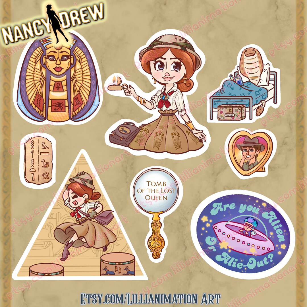 Nancy Drew- Tomb of the Lost Queen - Sticker Sheet - Stylized Laptop ...
