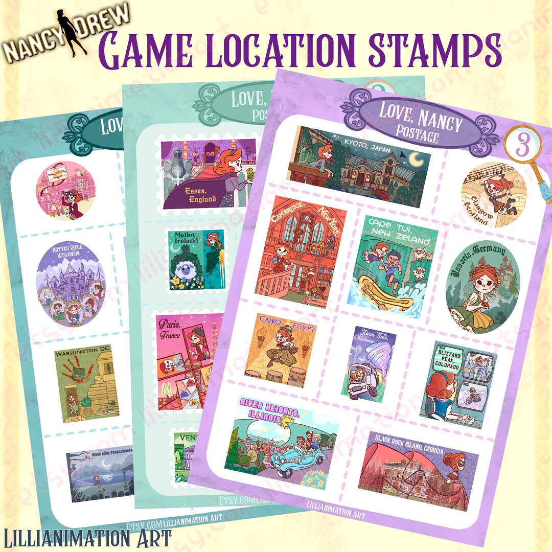 Nancy Drew- Stamp Stickers Sets- Retro Game Inspired- Laptop Gaming ...