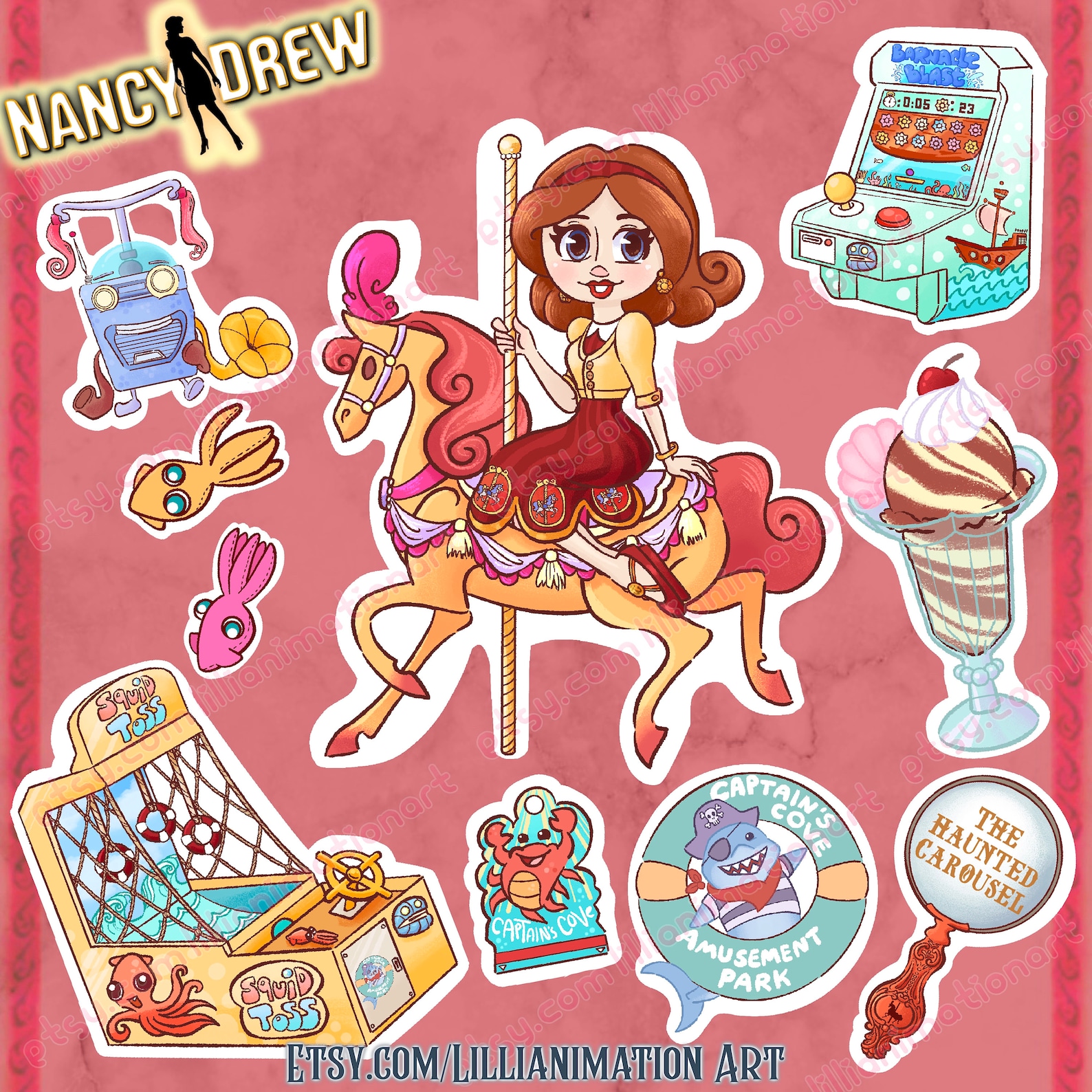 Nancy Drew- the Haunted Carousel - Sticker Sheet - Stylized Laptop ...