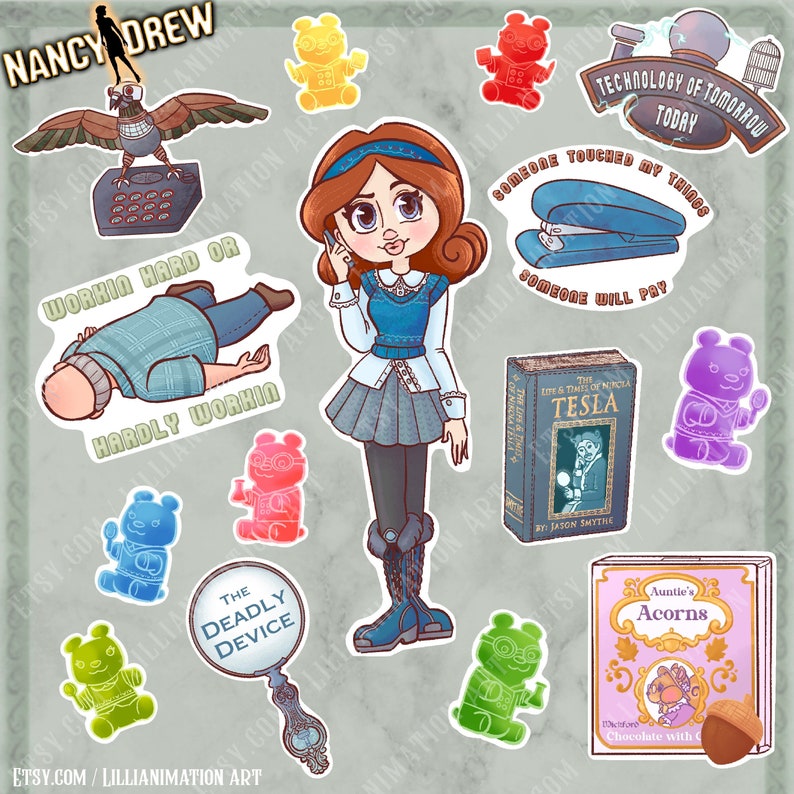 Nancy Drew- the Deadly Device - Sticker Sheet- Laptop Gaming Stickers ...