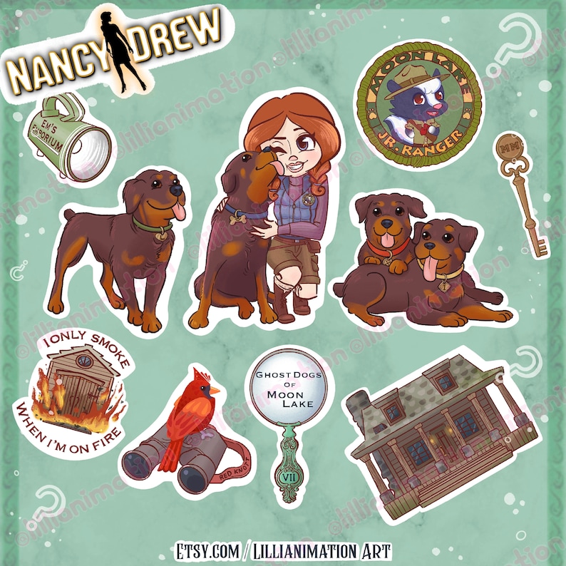 Nancy Drew- Ghost Dogs of Moon Lake- Sticker Sheet - Stylized Laptop ...