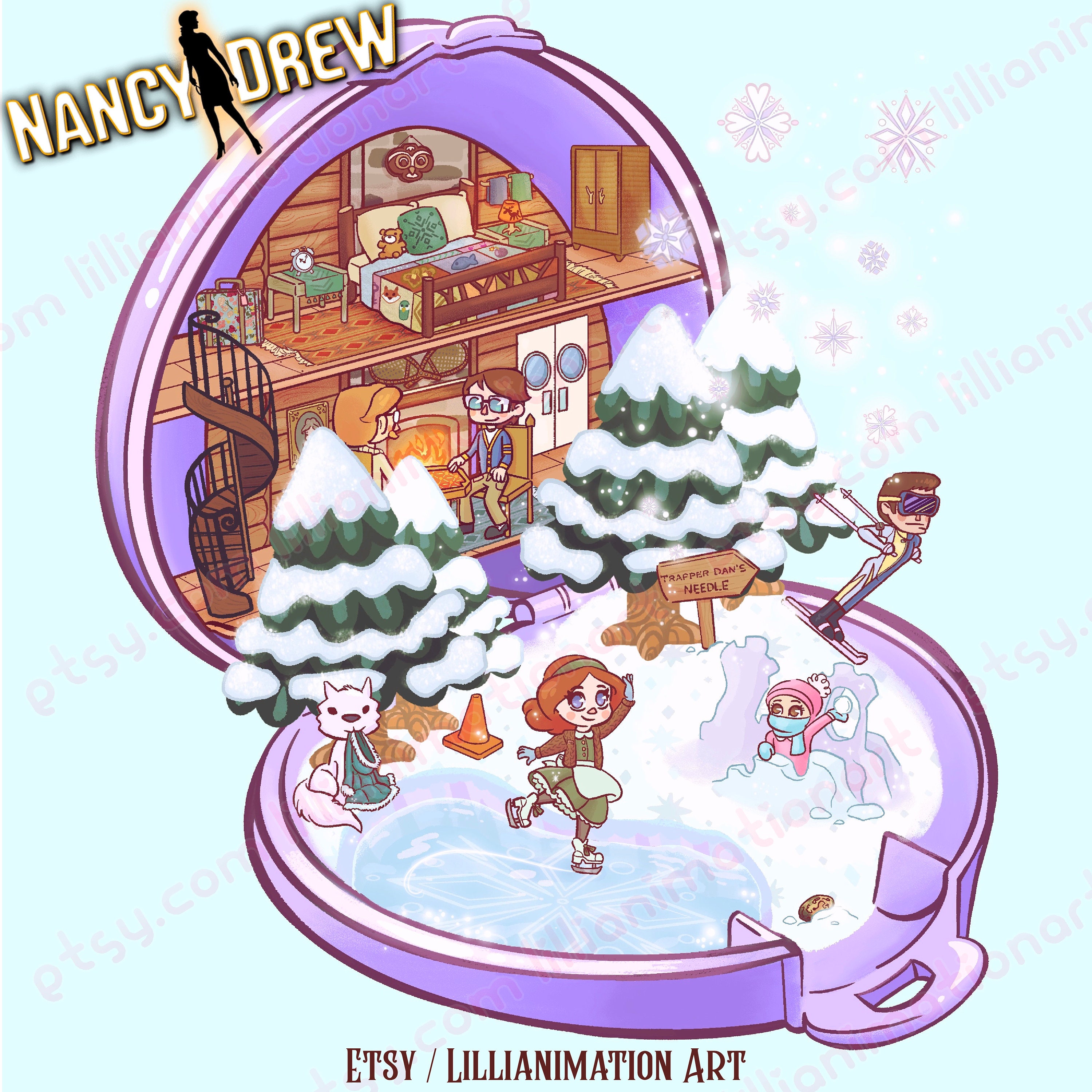Nancy Pocket- White Wolf of Icicle Creek- Nancy Drew Art Print 5x5 ...