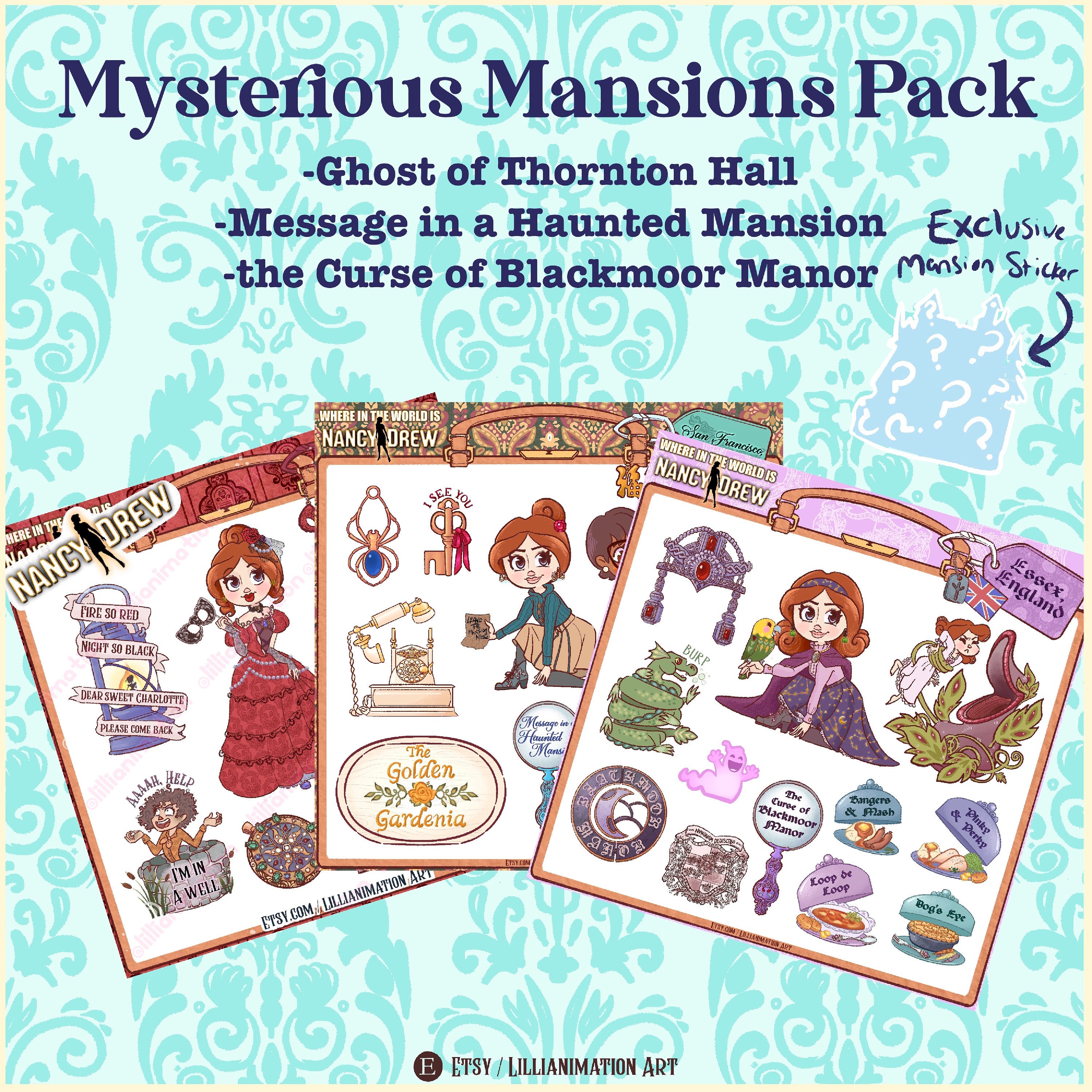 Nancy Drew- Themed Stickers Sets- Retro Game Inspired- Laptop Gaming ...