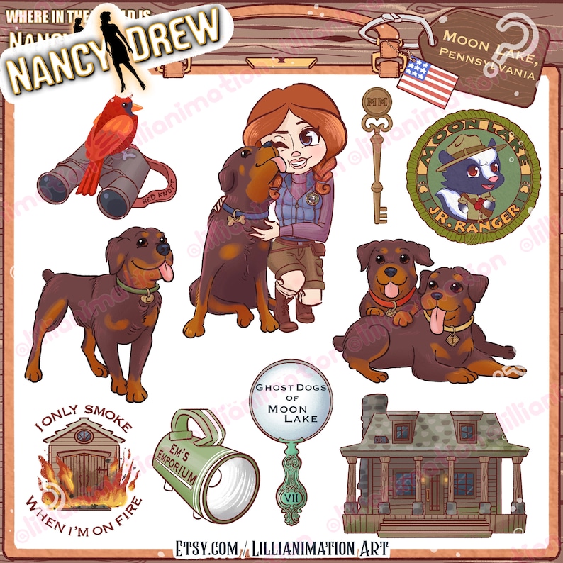 Nancy Drew- Ghost Dogs of Moon Lake- Sticker Sheet - Stylized Laptop ...