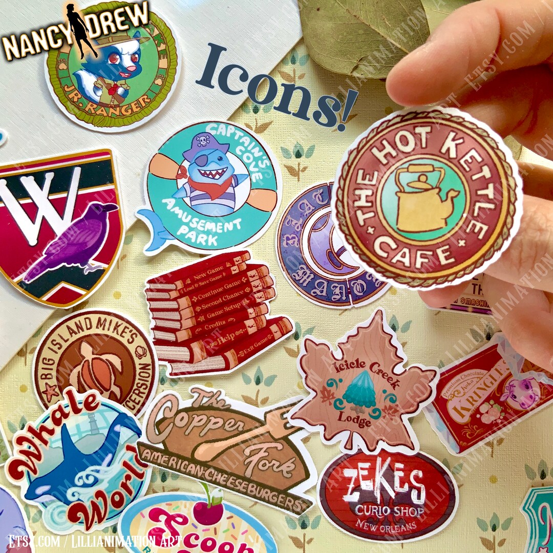 Nancy Drew Icon Stickers- Stylized Laptop Gaming Water Bottle Stickers ...