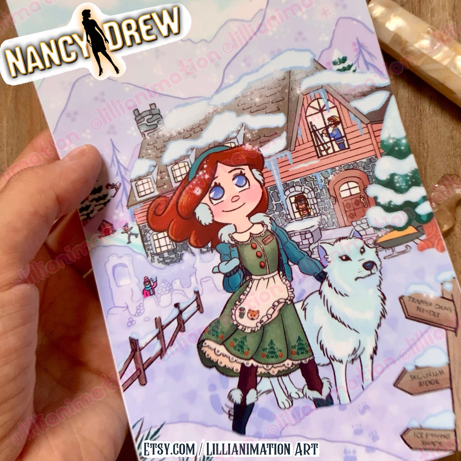 White Wolf of Icicle Creek- Nancy Drew Art Print 4x7.5in - Etsy