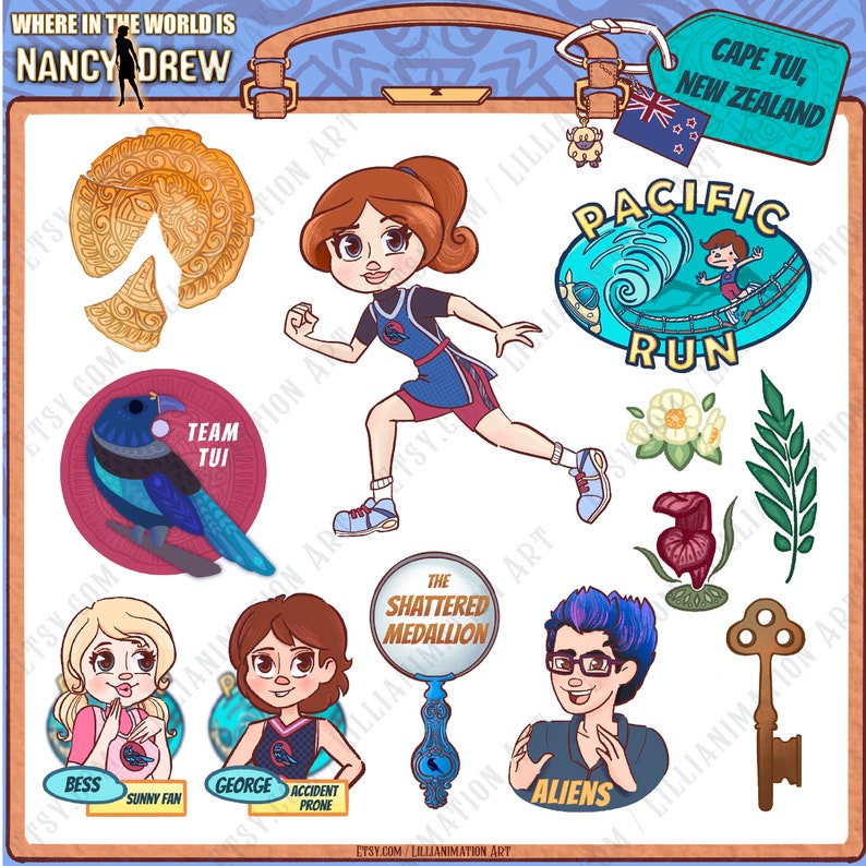 Nancy Drew- the Shattered Medallion - Sticker Sheet - Stylized Laptop ...