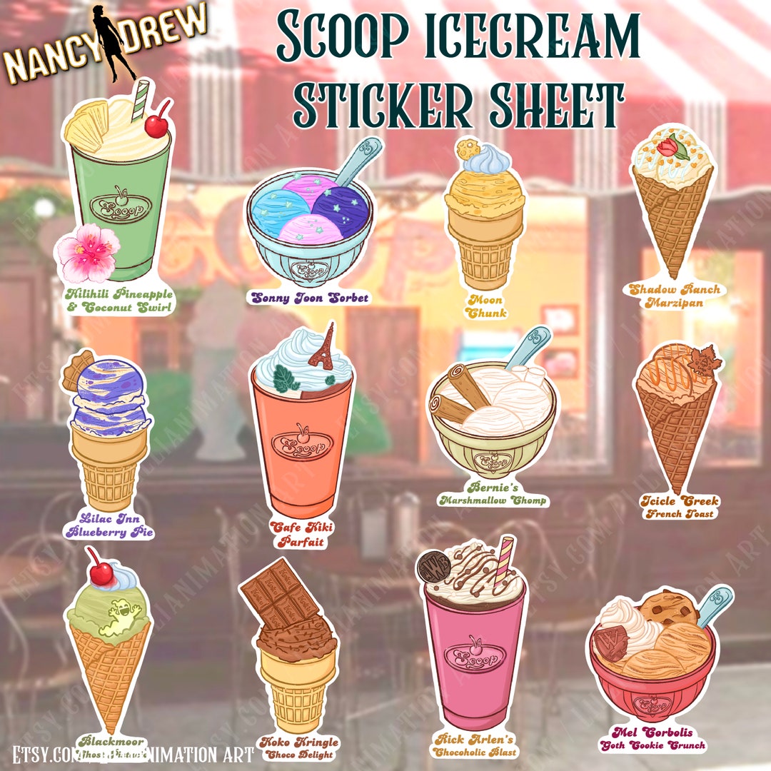 Nancy Drew - Scoops Ice Cream Sticker Sheet - Alibi in Ashes- Laptop ...