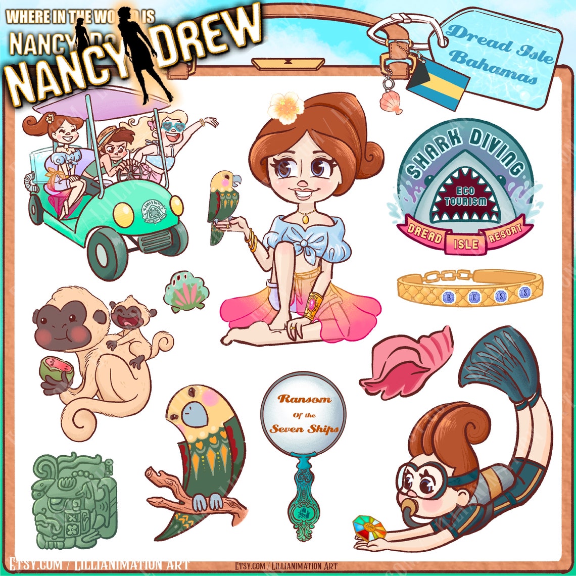 Nancy Drew- Ransom of the 7 Ships - Sticker Sheet - Stylized Laptop ...