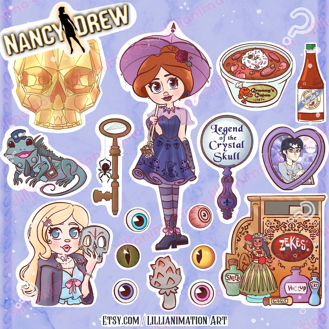 Nancy Drew- Legend of the Crystal Skull - Sticker Sheet - Stylized ...