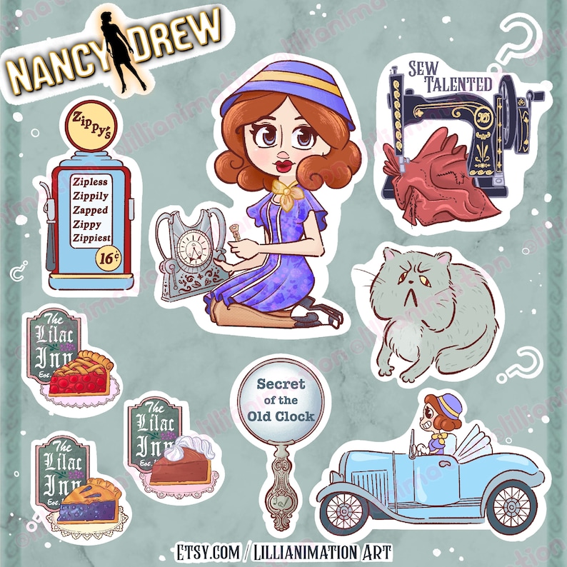 Nancy Drew- Secret of the Old Clock- Sticker Sheet- Laptop Gaming ...