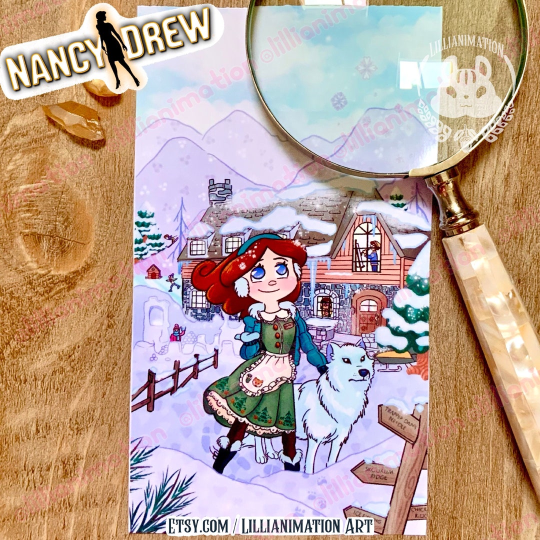 White Wolf of Icicle Creek- Nancy Drew Art Print 4x7.5in - Etsy