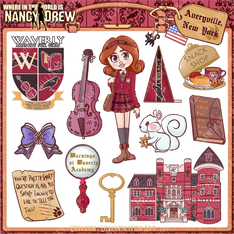 Nancy Drew- Warnings at Waverly Academy - Sticker Sheet - Stylized ...