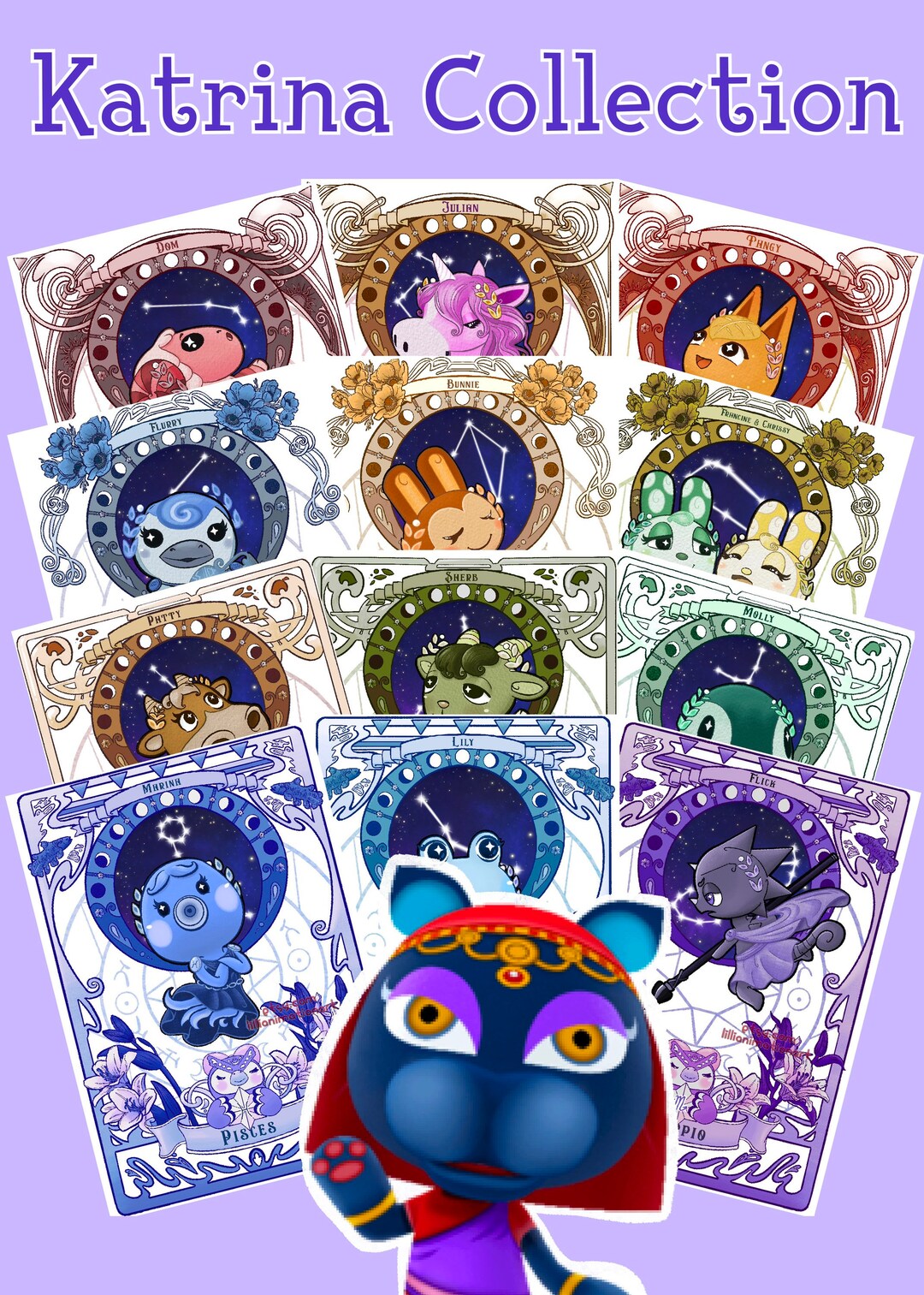 Astrology Villagers Full Collection- Twelve 5x7 Prints -animal Crossing ...