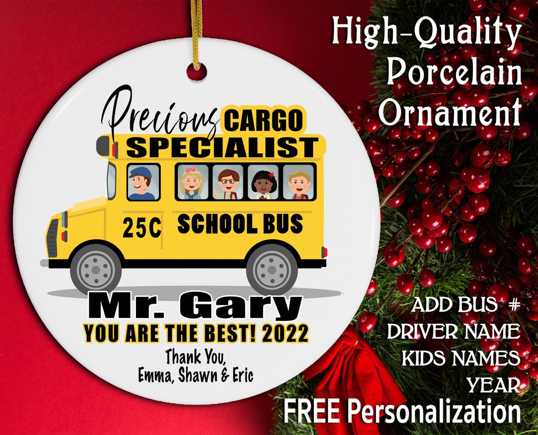 Personalized School Bus Driver Ornament, School Bus Christmas Ornament ...