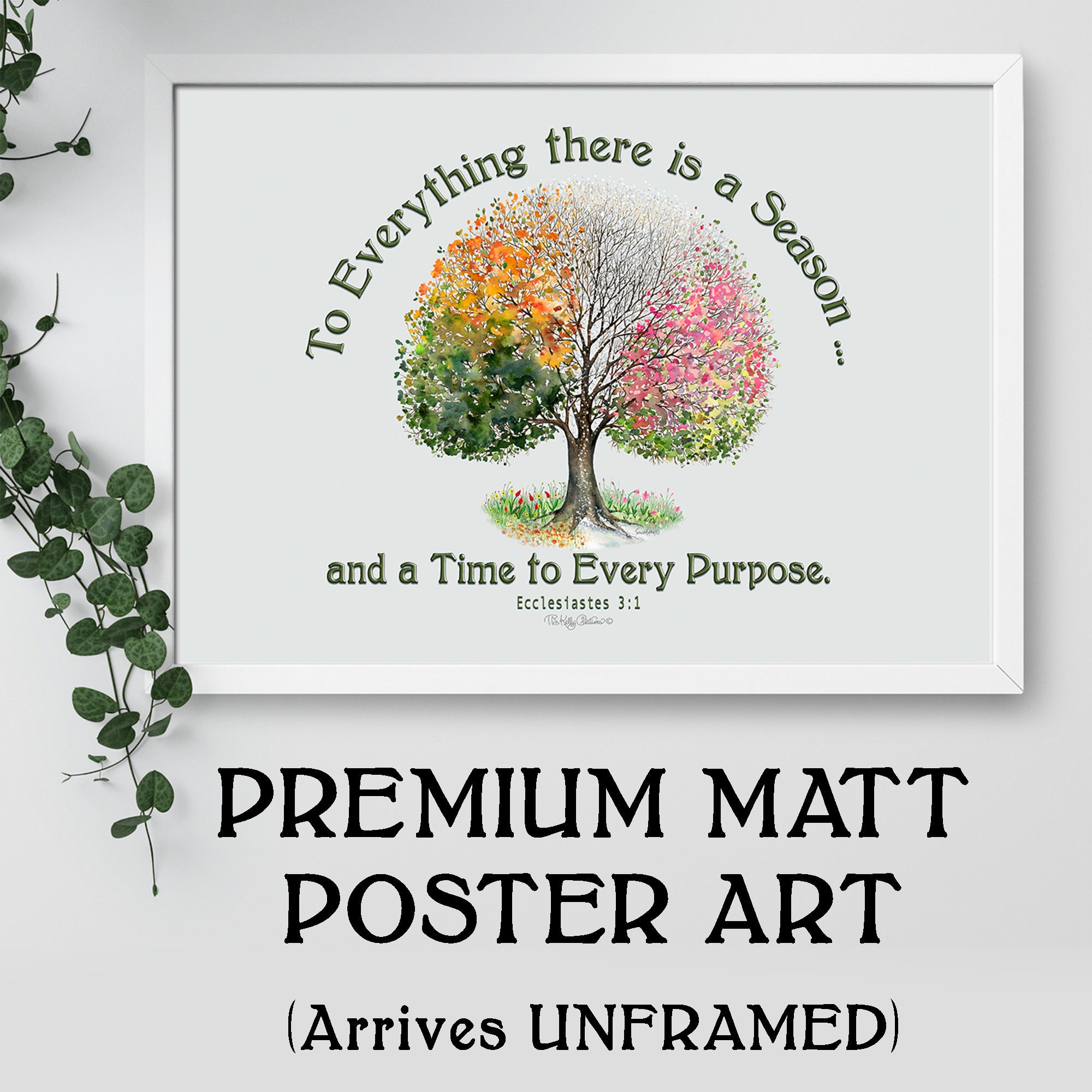 Premium Matte 4 Season Tree Poster, Inspirational Art, Religious Poster ...