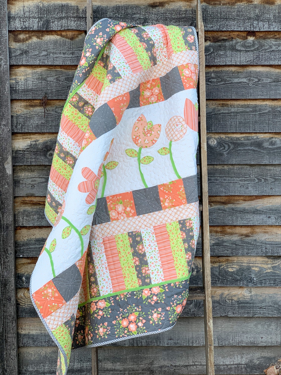 Poppin' Posies PDF Quilt Pattern/baby Girl Quilt/flower Quilt/girl ...