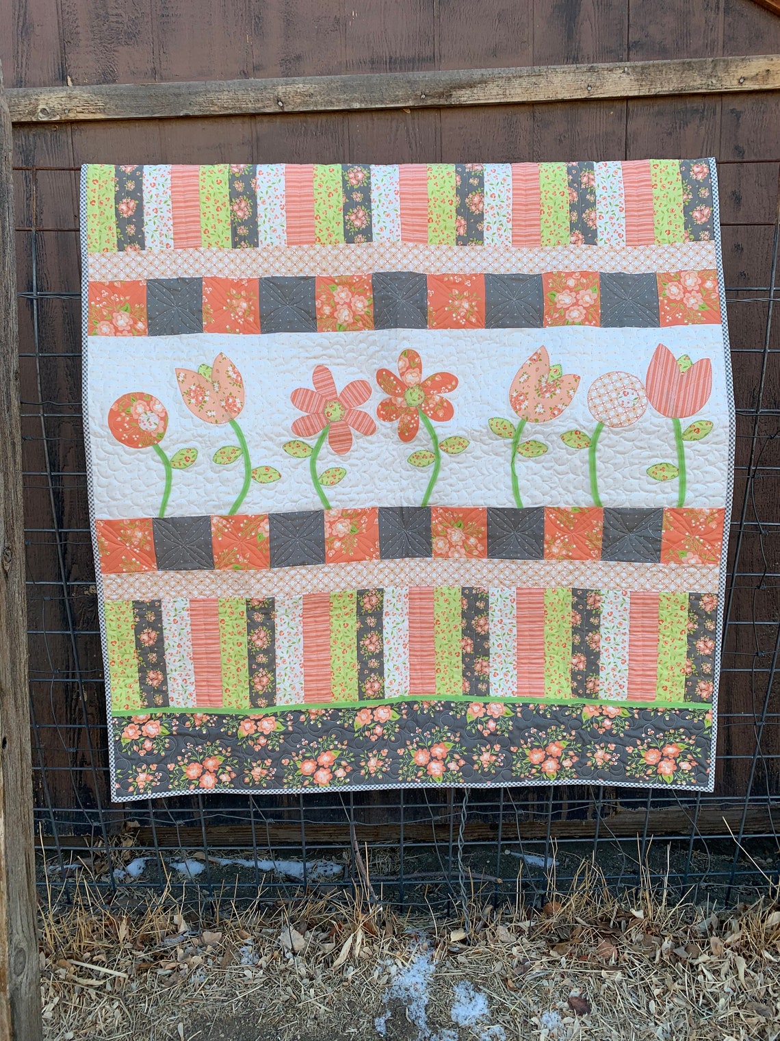 Poppin' Posies PDF Quilt Pattern/baby Girl Quilt/flower Quilt/girl ...