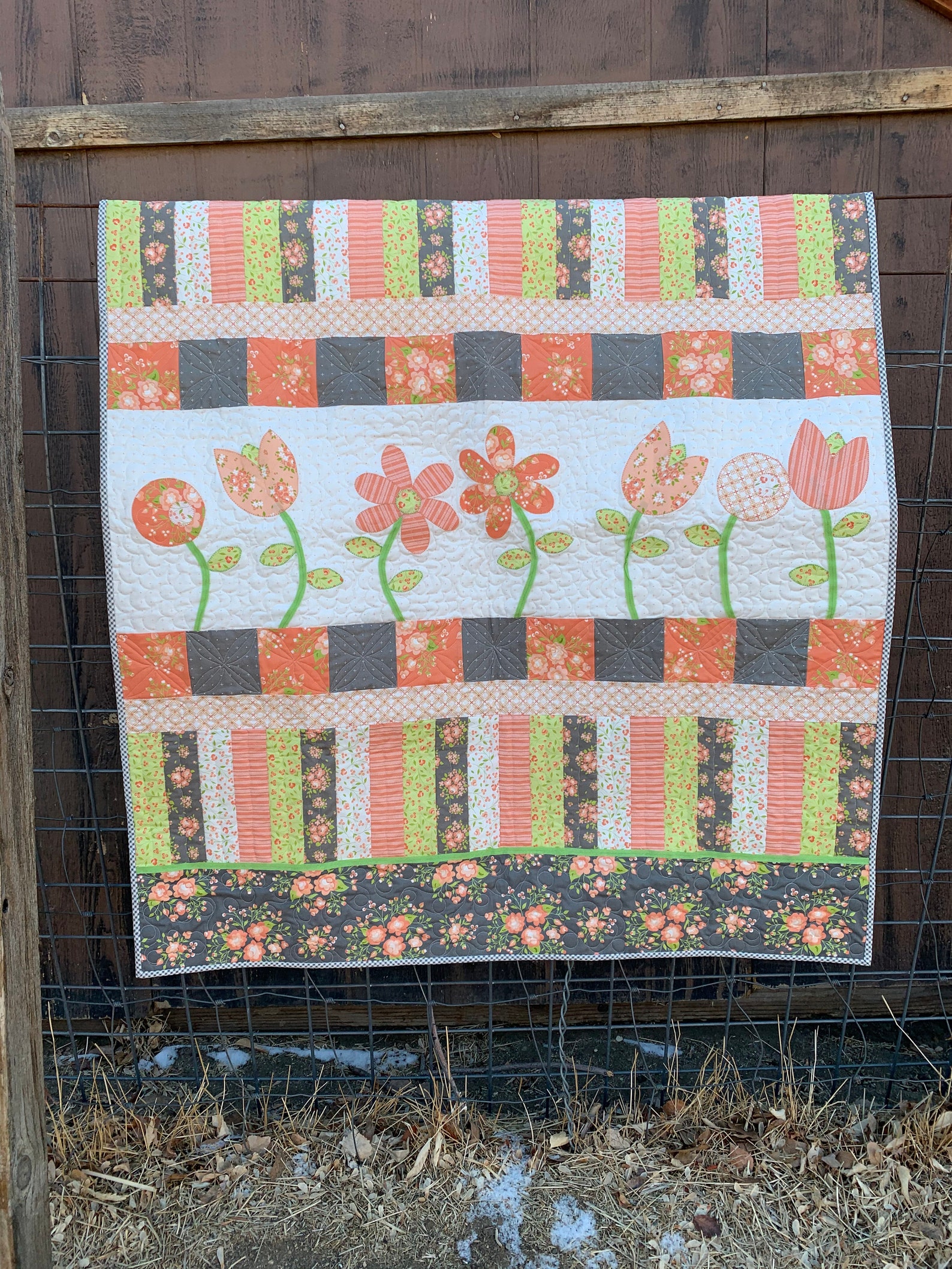 Poppin' Posies PDF Quilt Pattern/baby Girl Quilt/flower Quilt/girl ...