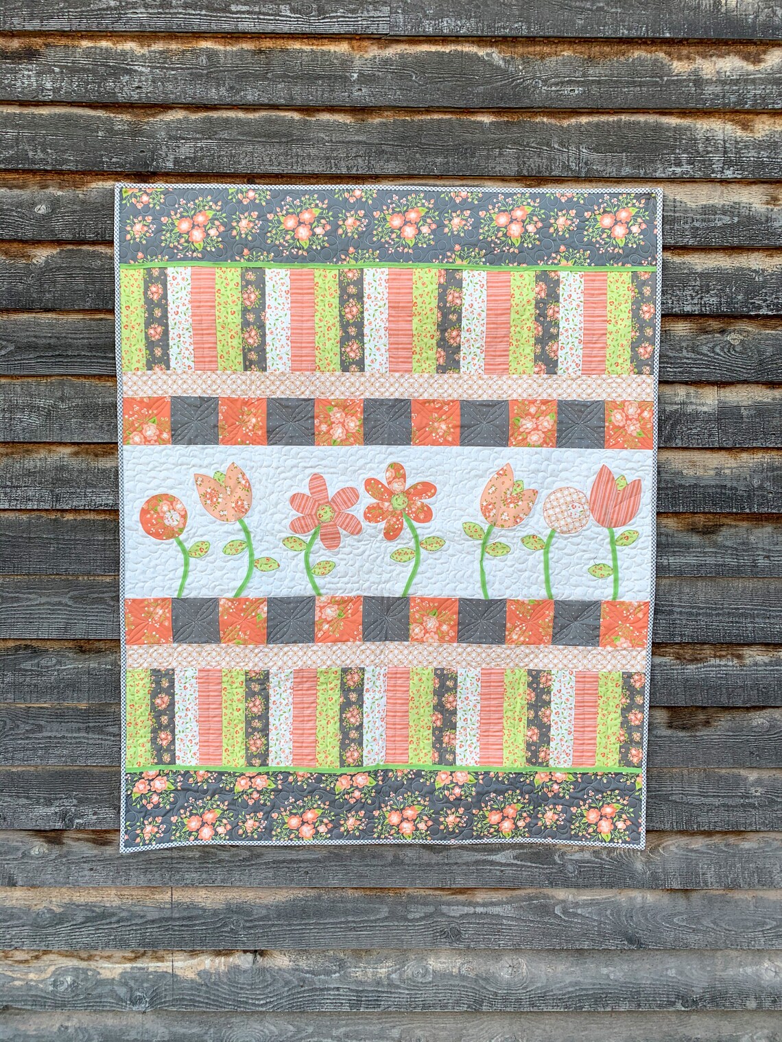 Poppin' Posies PDF Quilt Pattern/baby Girl Quilt/flower Quilt/girl ...