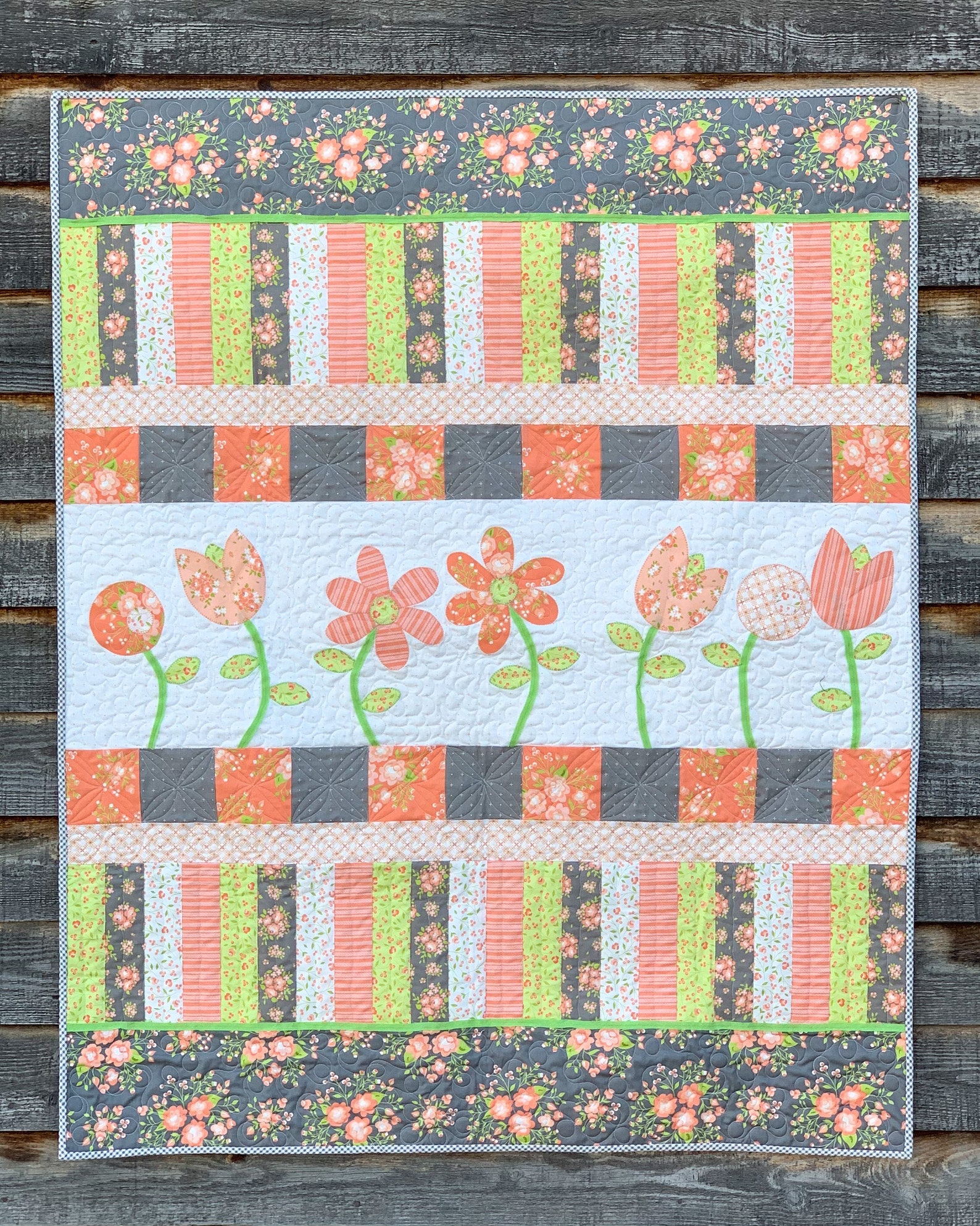 Poppin' Posies PDF Quilt Pattern/baby Girl Quilt/flower Quilt/girl ...