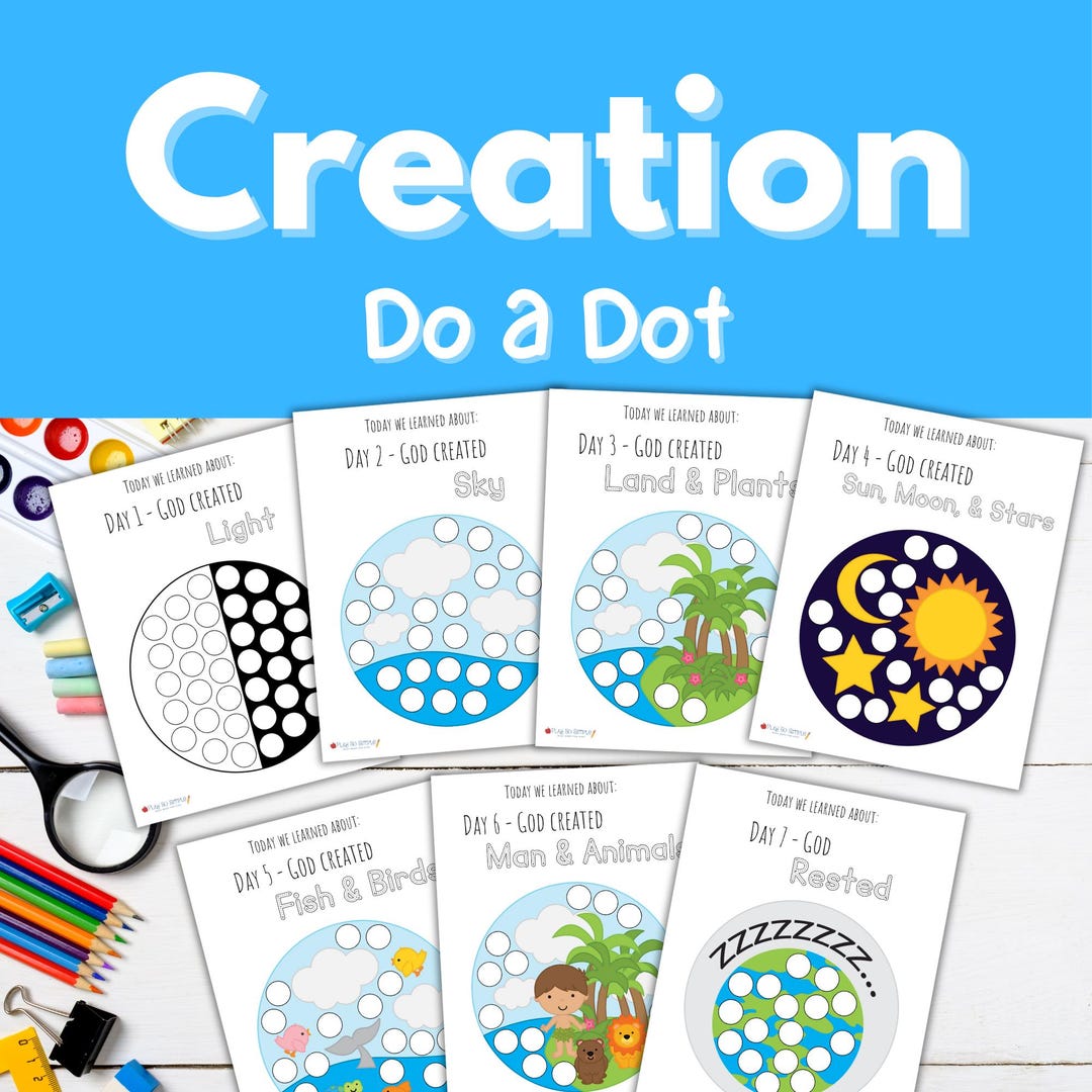 Days of Creation Do a Dot, Sunday School Activities, Bible Preschool ...