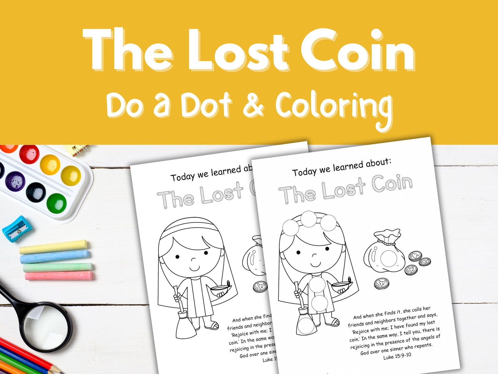 The Lost Coin Bible Dot Sticker and Coloring, Sunday School Activities ...