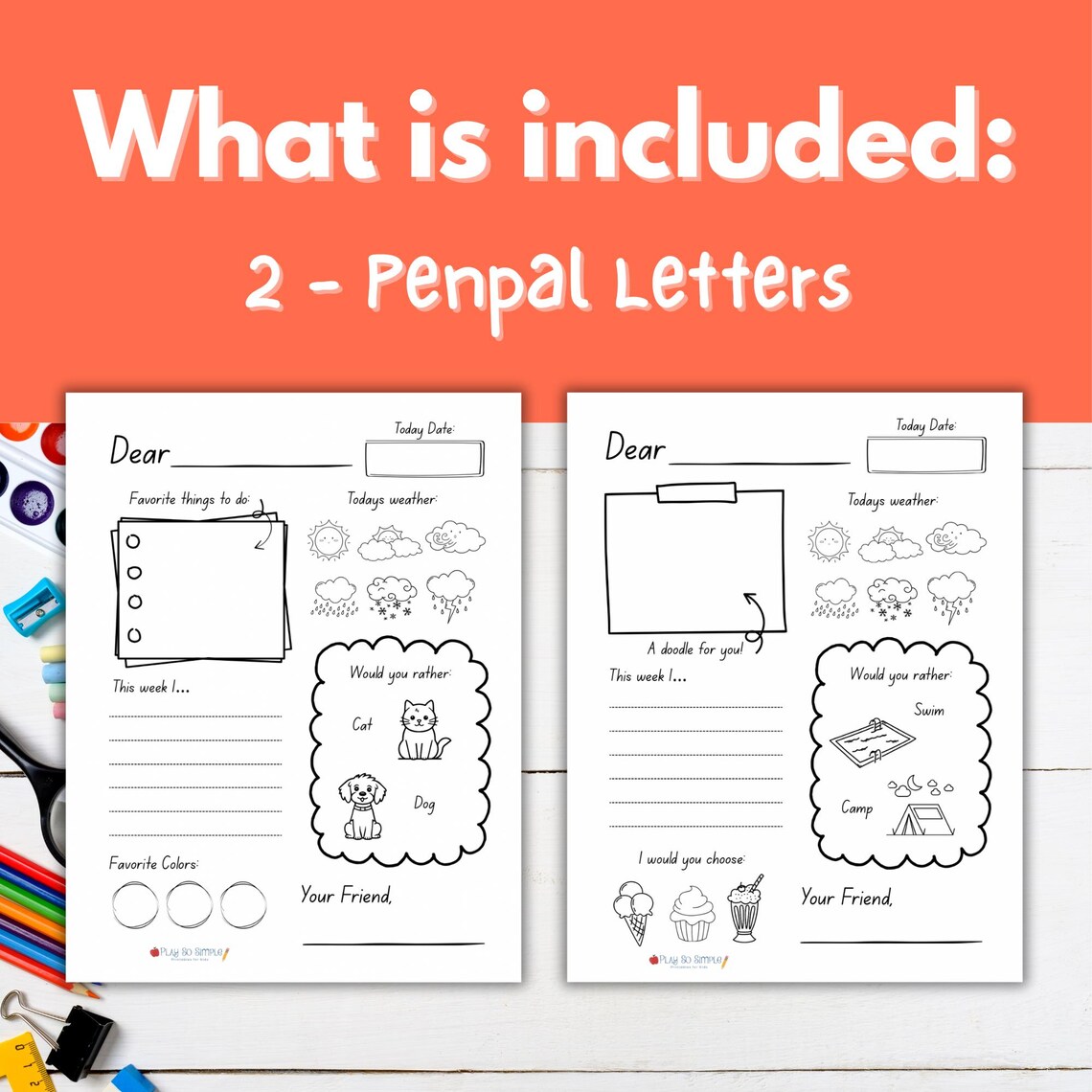 Printable Penpal Letter Kit for Kids| Kids Pen Pal Letters | Kids ...