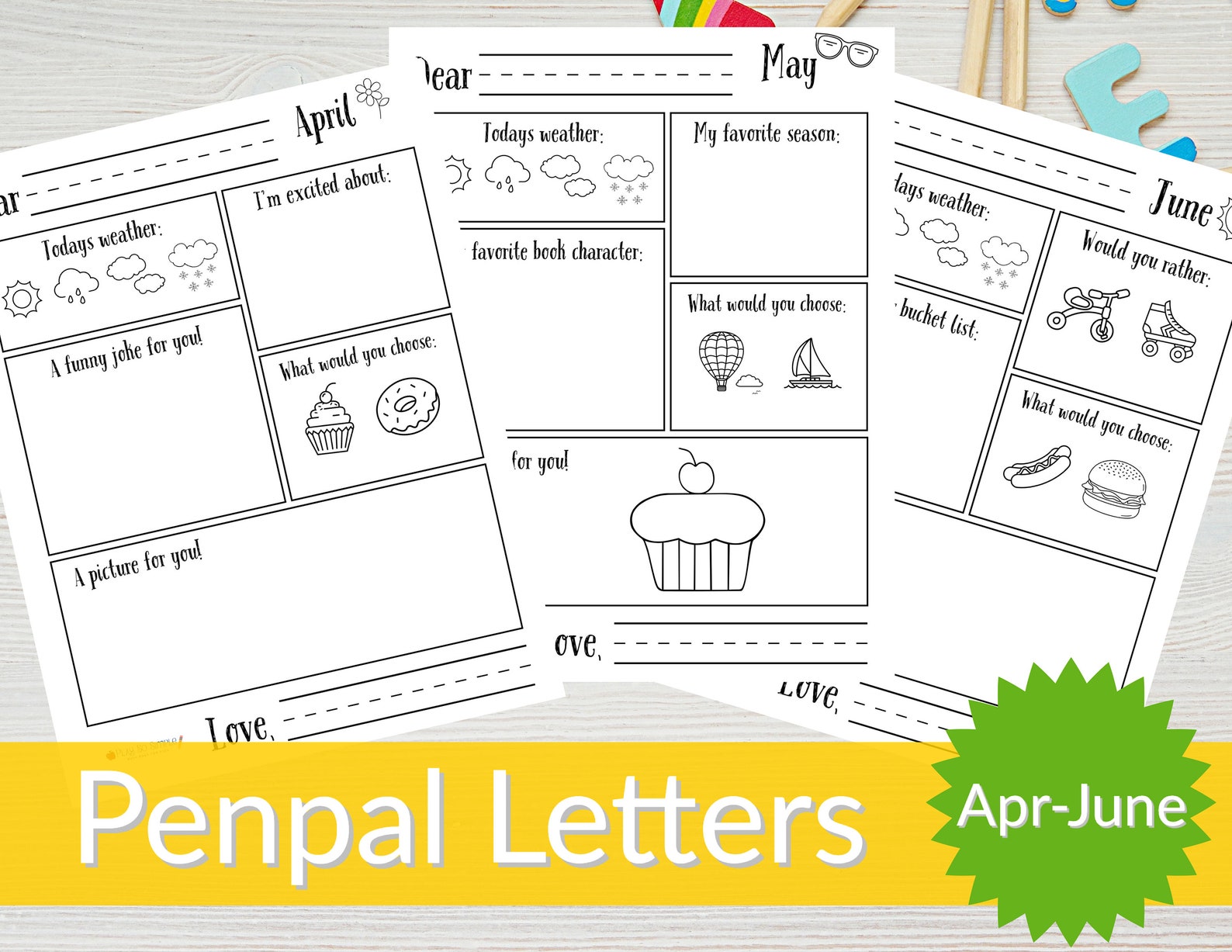 Printable Pen Pal Kit for Preschool and Kindergarten, 3 Month Set of ...