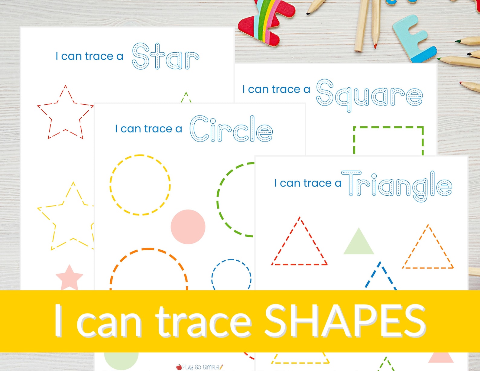 I Can Trace Shapes, Preschool Printables, Learn Shapes for Preschool ...