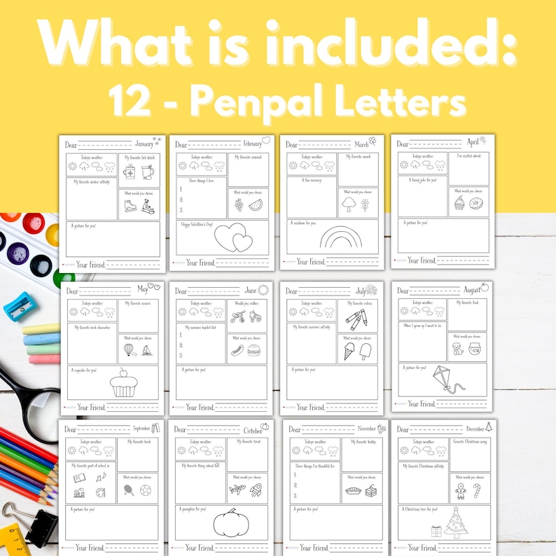 Printable Penpal Letter Kit for Preschool & Kindergarten | Full Year ...