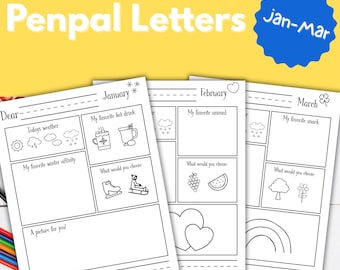 Printable Pen Pal Kit for Preschool and Kindergarten, 3 Month Set of ...