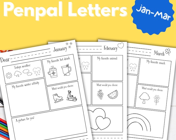 Pen Pal Letters for Little Kids to Exchange With Friends, Classmates ...