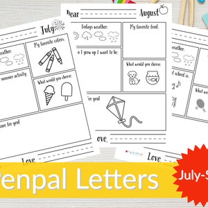 Printable Pen Pal Kit for Preschool and Kindergarten, 3 Month Set of ...