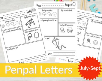 Printable Pen Pal Kit for Preschool and Kindergarten, 3 Month Set of ...